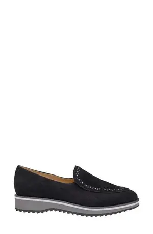 Johnston & Murphy Ulyssa Studded Platform Loafer - Black Suede