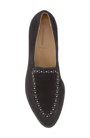 Johnston & Murphy Ulyssa Studded Platform Loafer - Black Suede