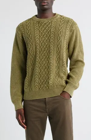 DARK SEAS Big Sur Mixed Stitch Sweater - Moss