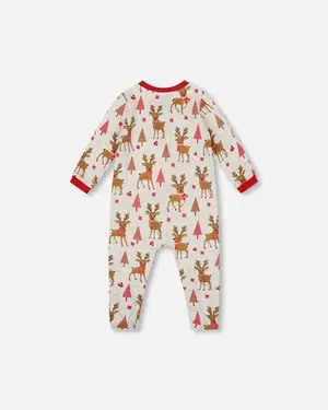 DEUX PAR DEUX One-piece Reindeer Pajamas - Beige