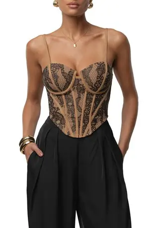 JLUXLABEL Desire Lace Underwire Corset Top - Black