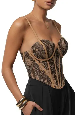 JLUXLABEL Desire Lace Underwire Corset Top - Black