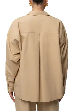 JLUXLABEL Leon Oversized Cotton Poplin Button-up Shirt - Beige