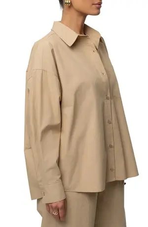 JLUXLABEL Leon Oversized Cotton Poplin Button-up Shirt - Beige