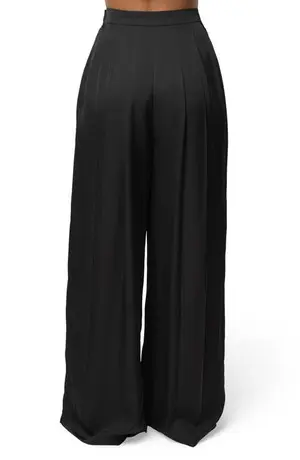 JLUXLABEL Clara Pleated Wide Leg Trousers - Black
