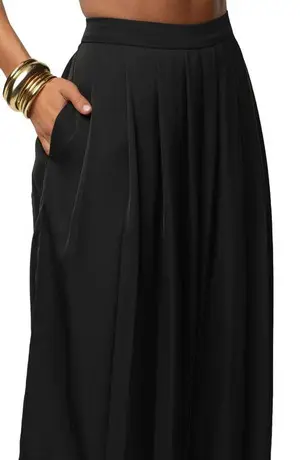 JLUXLABEL Clara Pleated Wide Leg Trousers - Black