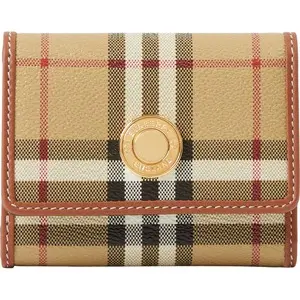 Burberry Lancaster Check Coated Canvas French Wallet - Vintage Check/briar Brown