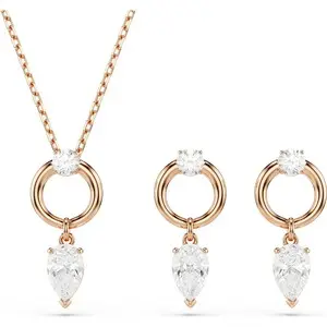 SWAROVSKI Mesmera Drop Earrings And Pendant Necklace Set - Rose Gold/white