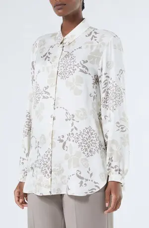 Marina Rinaldi Mixed Floral Button-up Shirt