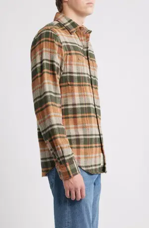 SCHOTT Plaid Flannel Button-up Work Shirt - Foliage