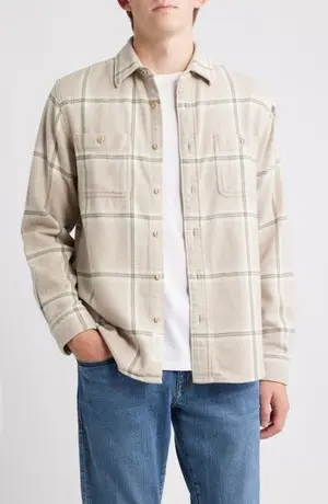 SCHOTT Plaid Flannel Button-up Work Shirt - Sand