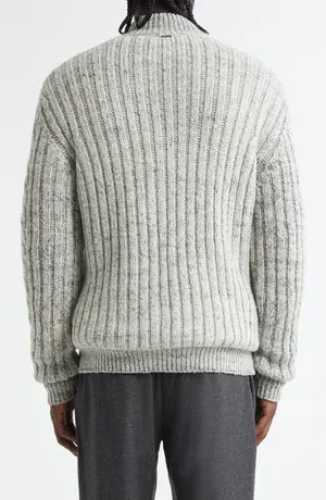 Herno Mélange Wool Cable Knit Sweater Jacket