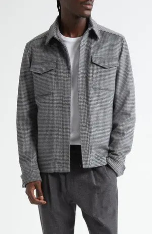 Herno Houndstooth Cashmere Shirt Jacket