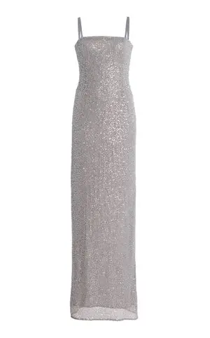 Simkhai Xyla Strapless Sequin Gown - Silver