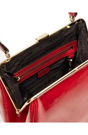 FRANCES VALENTINE Katherine Frame Leather Handbag - Red