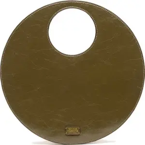 FRANCES VALENTINE Juno Round Crinkled Leather Crossbody Bag - Olive