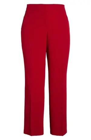 KASPER Flat Front Slim Pants - Fire Red