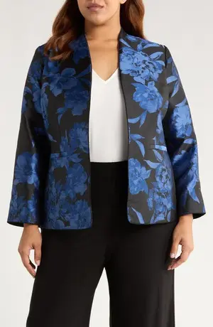 KASPER Floral Open-front Jacket