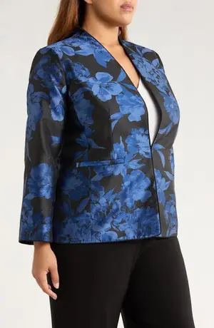 KASPER Floral Open-front Jacket
