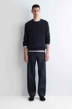 Cos Cotton Crew-neck Sweater - Navy