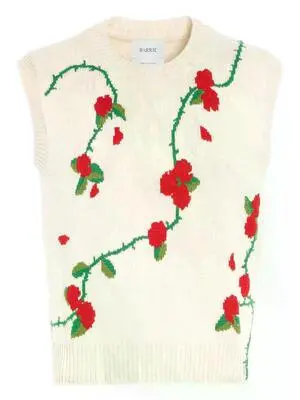 BARRIE Floral-jacquard Sleeveless Sweater - Neutrals