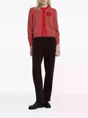 BARRIE Embroidered Cashmere Cardigan - Red