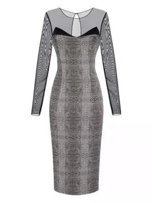 Elisabetta Franchi Python-print Mesh-insert Midi Dress