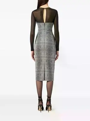 Elisabetta Franchi Python-print Mesh-insert Midi Dress