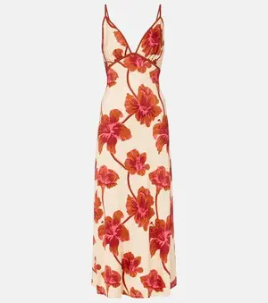 Johanna Ortiz Sendero De Astromelias Jersey Maxi Dress - Red