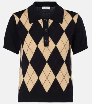 FRAME Argyle Wool Polo Shirt - Blue