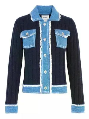 BARRIE Ribbed-knit Denim-effect Jacket - Blue