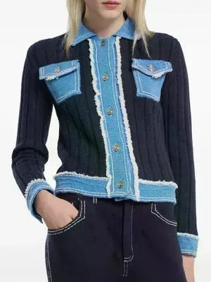 BARRIE Ribbed-knit Denim-effect Jacket