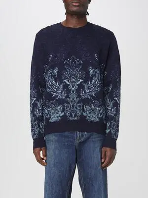 Etro Paisley Patterned Knit Sweater - Navy