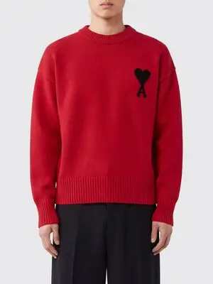 AMI Paris Crewneck Lambswool Jumper - Red