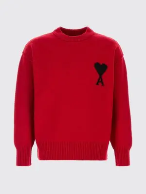 AMI Paris Crewneck Lambswool Jumper - Red