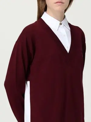 Elisabetta Franchi V-neck Sweater With Shirt Dress - Red