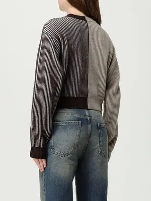 Moschino Colorblock Logo Knit Sweater - Brown