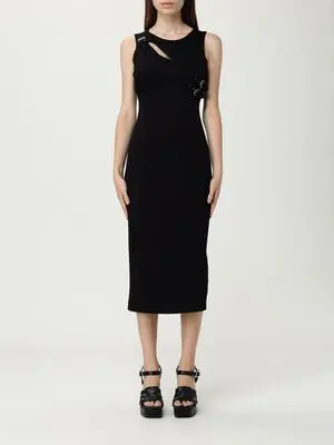 Versace Sleeveless Midi Dress With Buckle Detail - Black