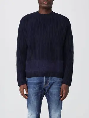 Dsquared2 Ribbed Crew Neck Sweater With Contrast Band - Navy