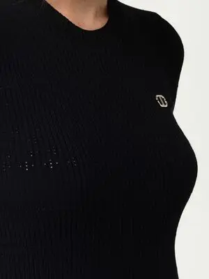 TWINSET Ribbed Knit Top With Embellishment