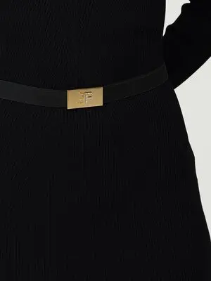 Elisabetta Franchi Ribbed Midi Dress With Belt - Black