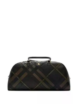 Burberry Check-patterned Leather Holdall - Black