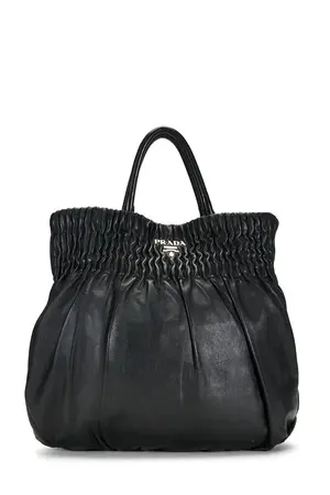 Prada Calfskin Pleated Tote