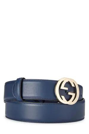Gucci Interlocking Gg Logo Belt - Navy
