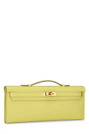 Hermès Epsom Leather Kelly Cut Clutch - Lime