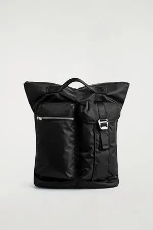 Cos Pursuit Nylon Backpack With Silver-tone Hardware - Black