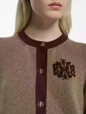 BARRIE Monogram-embroidered Cashmere Cardigan