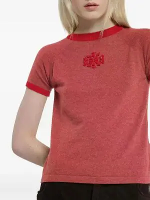 BARRIE B-logo Cashmere T-shirt - Red