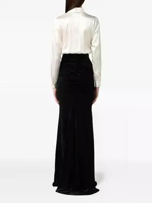 Elisabetta Franchi Maxi Dress With Pleated Front And Velvet Skirt