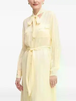 TWINSET Belted Tie-neck Shirt Midi Dress